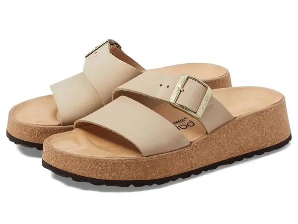 BIRKENSTOCK Almina Platform Nubuck Sandals - Brown