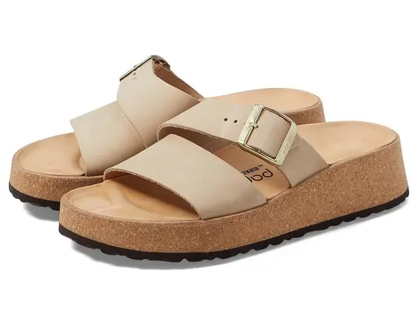 BIRKENSTOCK Almina Platform Nubuck Sandals - Brown