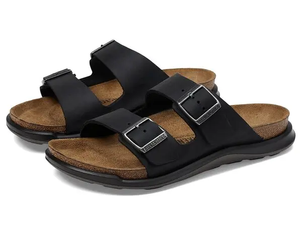 BIRKENSTOCK Arizona Rugged Leather Sandals - Black