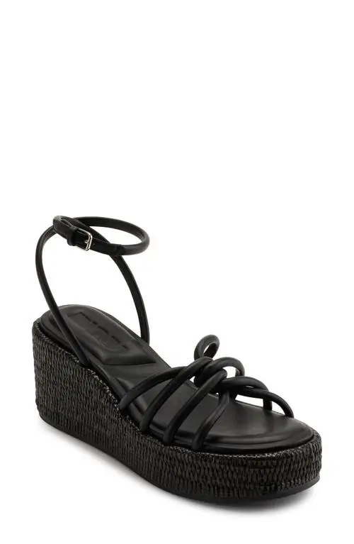 Dkny Cyrilla Raffia Wedge Platform Sandals - Black