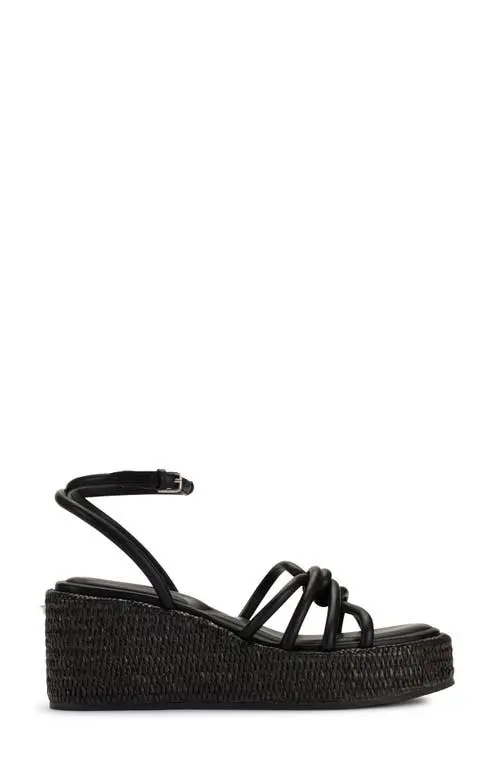 Dkny Cyrilla Raffia Wedge Platform Sandals - Black