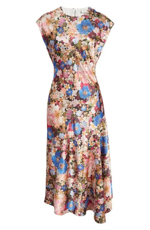 Ted Baker London Slanno Floral Asymmetric Hem Midi Dress In Black - 50% Off  | Editorialist