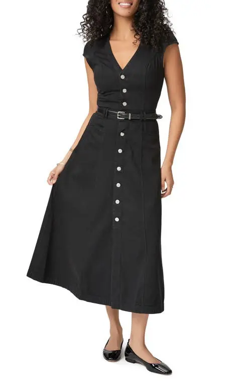 Paige Aida Cotton Blend Midi A-line Shirtdress - Vntagblack