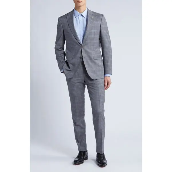 Ted Baker London Jay Slim Fit Windowpane Check Wool Suit