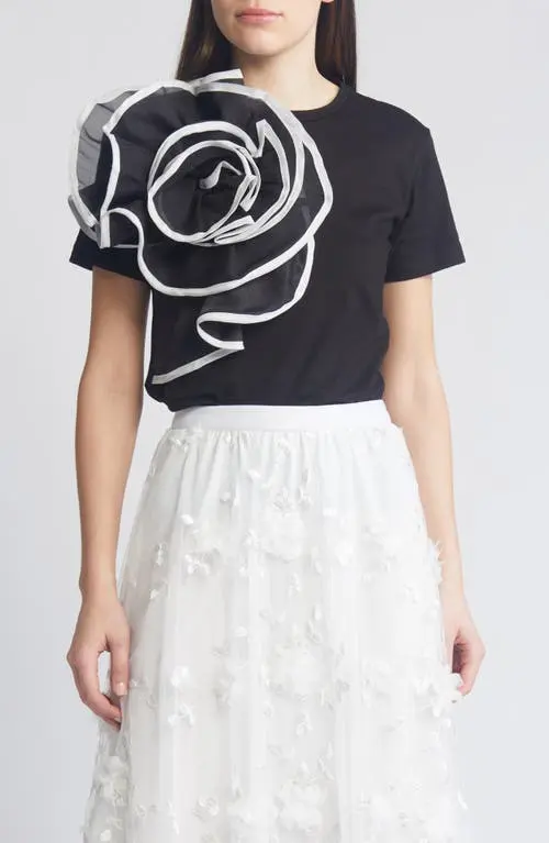 NIKKI LUND Florence 3d Flower T-shirt - Black