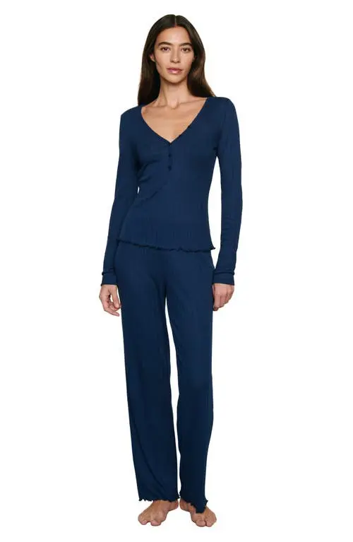 Eberjey Pointelle Rib Henley Pajama Top