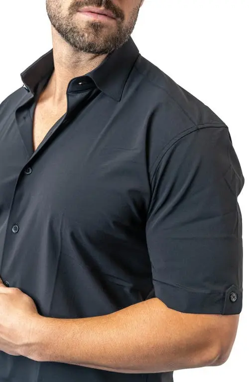 MACEOO Galileo Stretchcore Short Sleeve Performance Button-up Shirt - Black