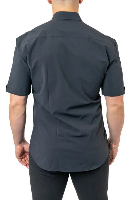 MACEOO Galileo Stretchcore Short Sleeve Performance Button-up Shirt - Black