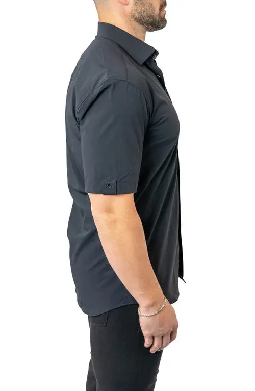 MACEOO Galileo Stretchcore Short Sleeve Performance Button-up Shirt - Black