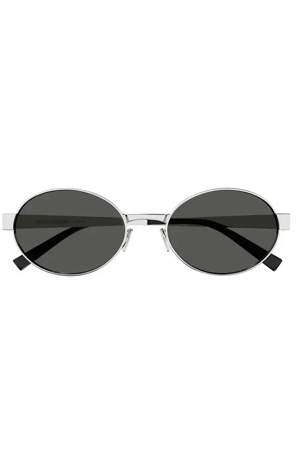 Saint Laurent 55mm Round Sunglasses Silver Editorialist
