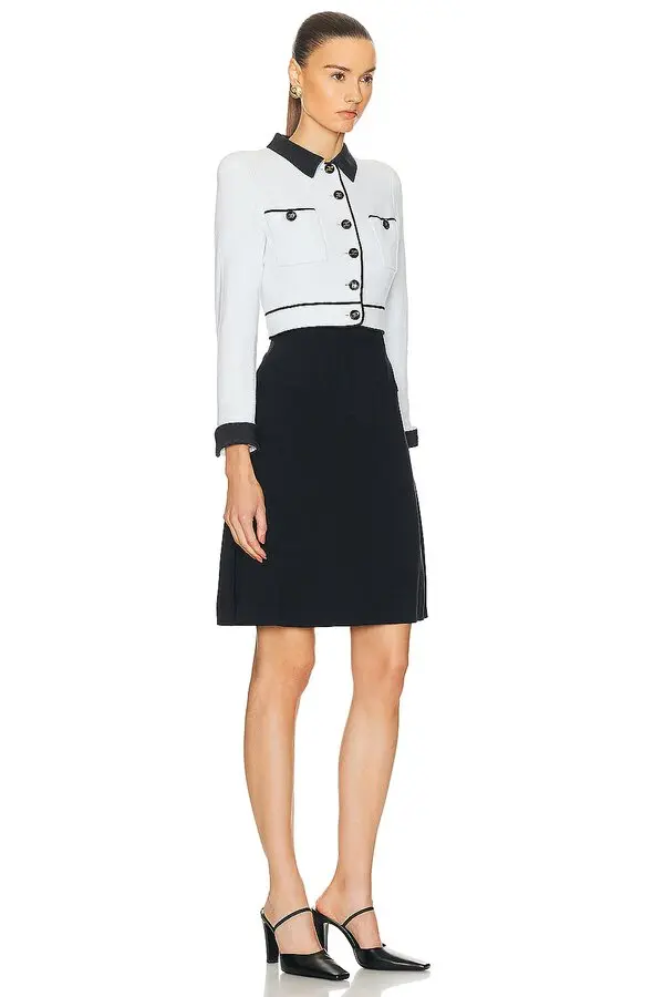 Chanel Cropped Jacket & Skirt Set - Black Baby Blue