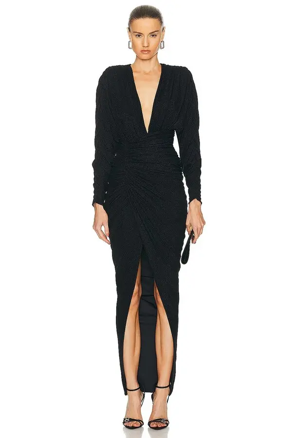 alexandre vauthier black dress Off The Shoulder Long Dress