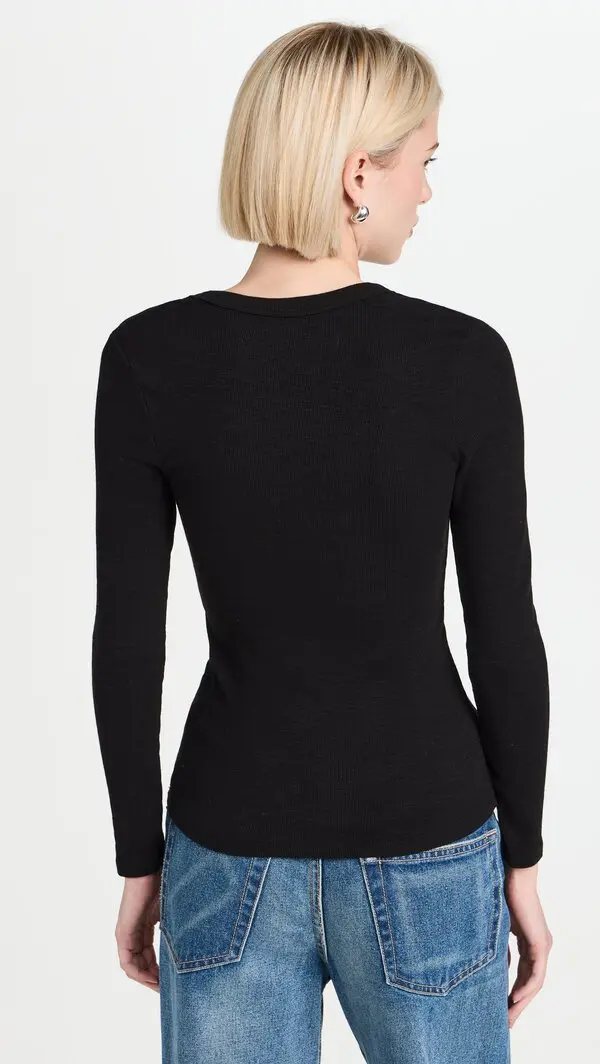 Enza Costa Textured Ribbed Top - Black