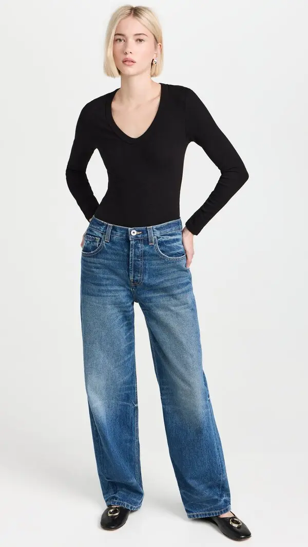Enza Costa Textured Ribbed Top - Black