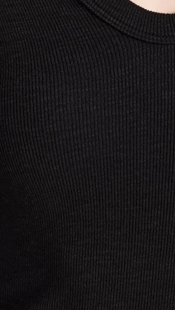 Enza Costa Textured Ribbed Top - Black