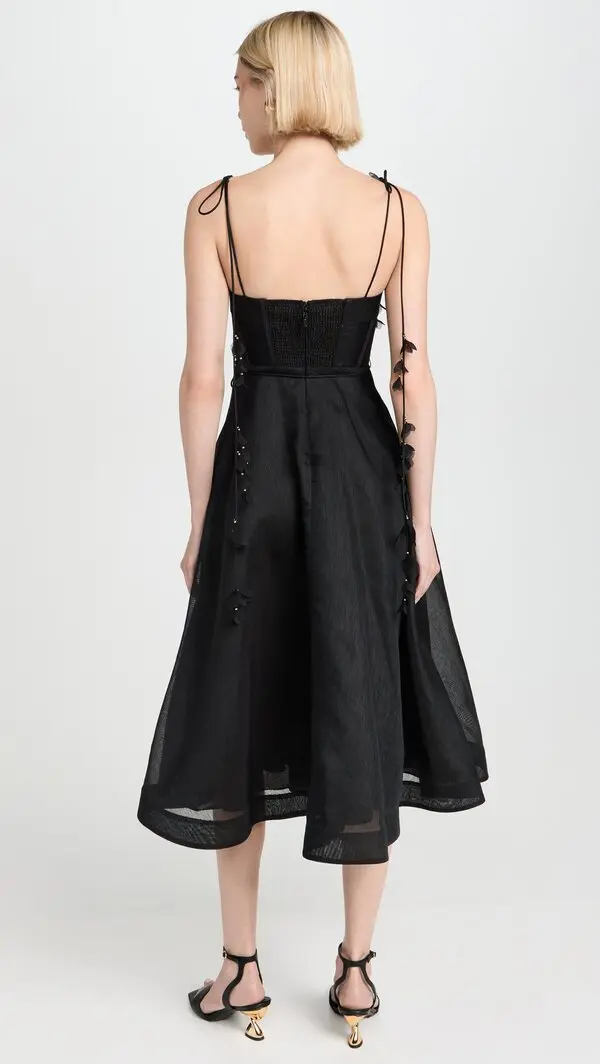 Zimmermann Natura Midi Corset Dress In Black - 40% Off | Editorialist