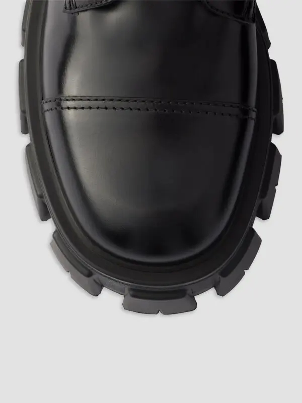 Prada Monolith Leather And Re-nylon Boots With Pouch - Black