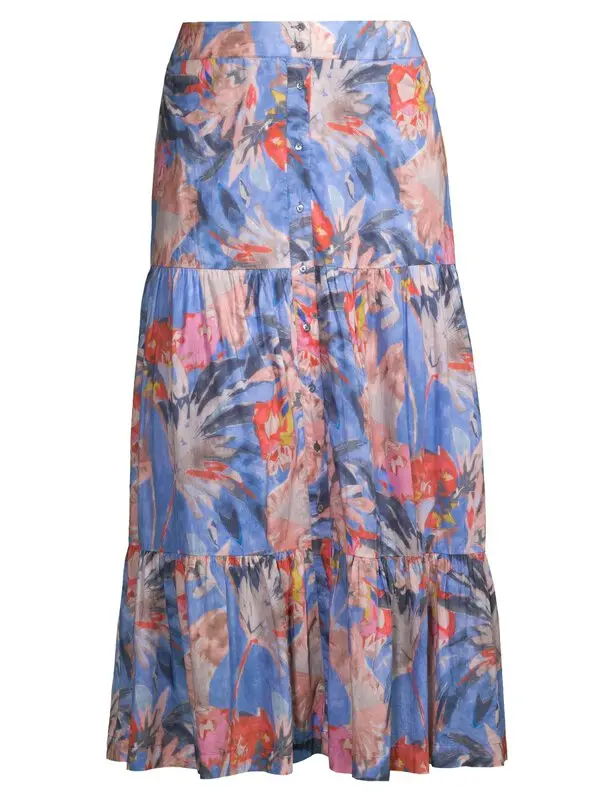 NIC+ZOE Dreamscape Printed Tiered Cotton Maxi Skirt