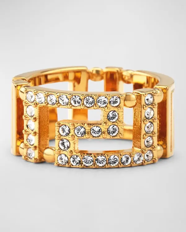 Versace La Greca Crystal Ring - Gold