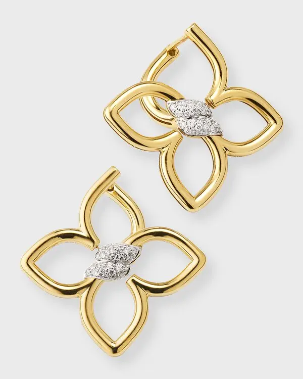 Roberto Coin 18k Diamond Cialoma Earrings - Yellow And White Gold