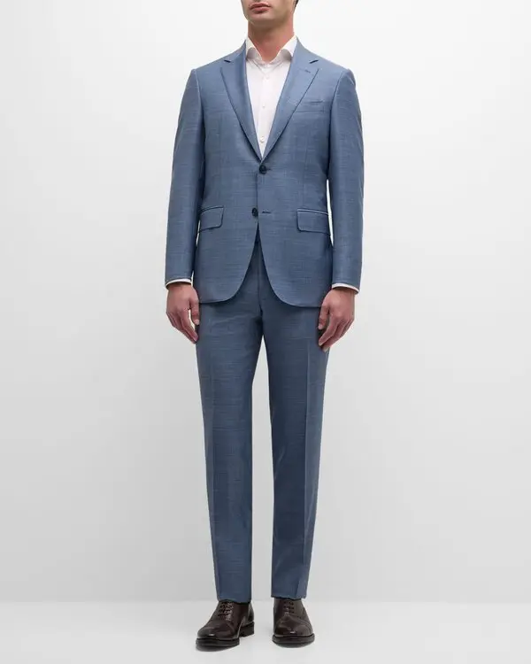 Canali Heathered Wool Suit In Light Blue 30% Off Editorialist