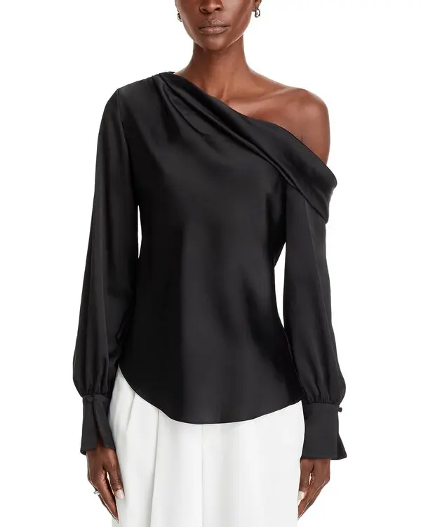 Simkhai Alice Draped One Shoulder Top - Black