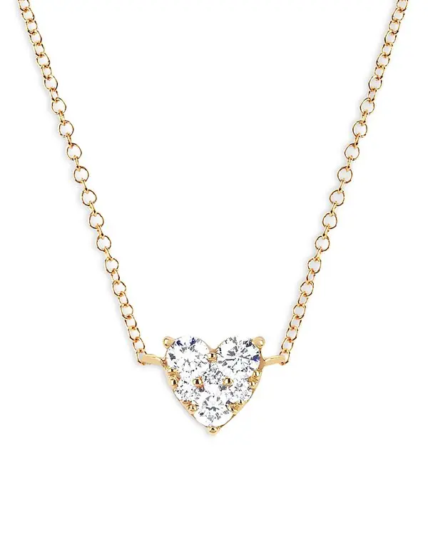 Ef Collection 14k Yellow Diamond Heart Pendant Necklace - Gold