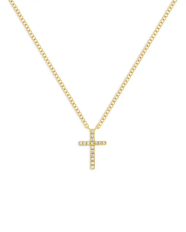 Ef Collection 14k Yellow Diamond Cross Pendant Necklace - Gold