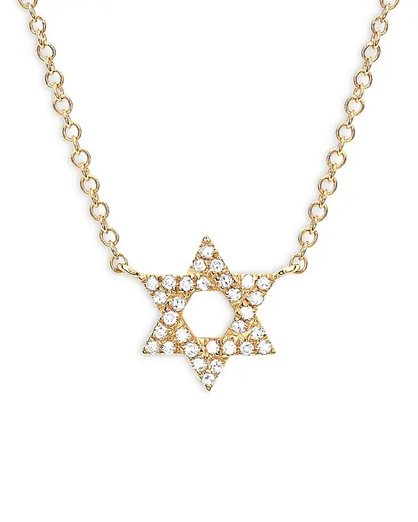 Ef Collection 14k Yellow Diamond Star Of David Pendant Necklace - Gold