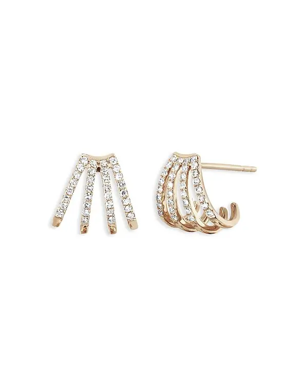 Ef Collection 14k Yellow Diamond Huggie Hoop Earrings - Gold