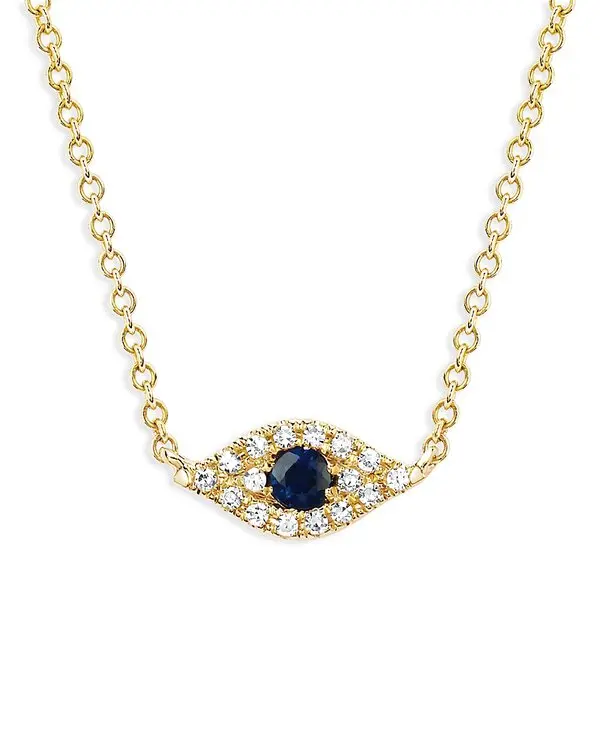 Ef Collection 14k Yellow Gold Diamond & Sapphire Evil Eye Choker Necklace - Blue/gold