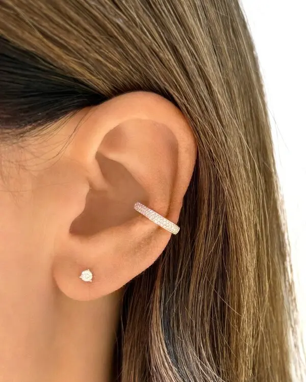 Ef Collection 14k Yellow And Diamond Ear Cuff