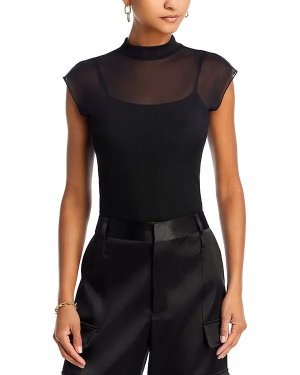Aqua Mesh Mock Neck Top