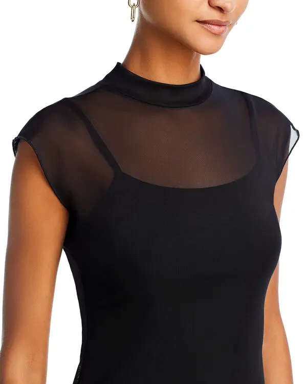 Aqua Mesh Mock Neck Top