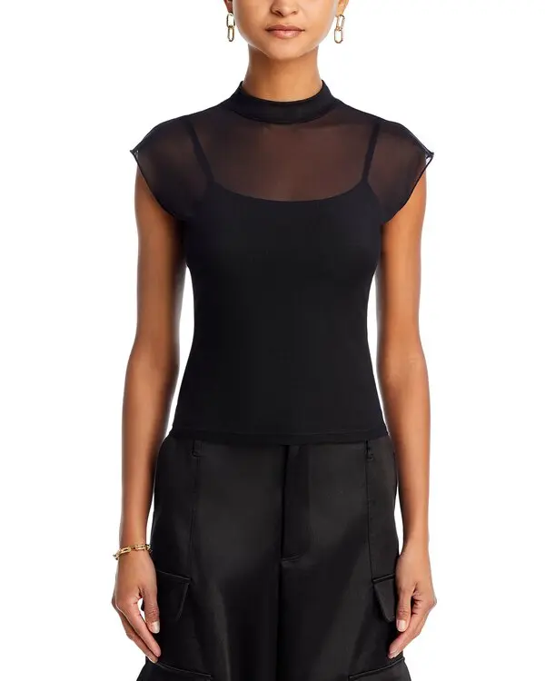 Aqua Mesh Mock Neck Top