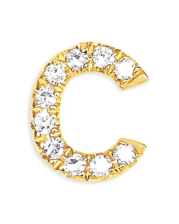 Ef Collection 14k Yellow Gold Diamond Initial Stud Earrings - C