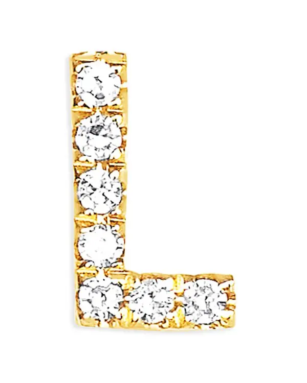 Ef Collection 14k Yellow Gold Diamond Initial Stud Earrings - L