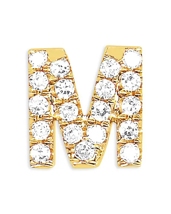 Ef Collection 14k Yellow Gold Diamond Initial Stud Earrings - M