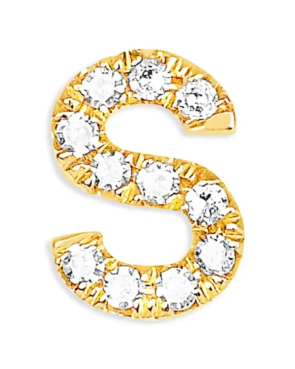Ef Collection 14k Yellow Gold Diamond Initial Stud Earrings - S