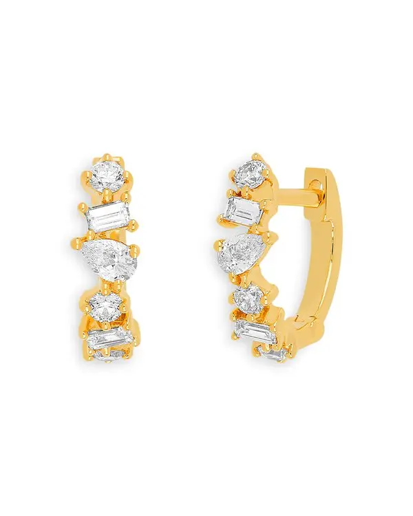 Ef Collection 14k Yellow Diamond Huggie Hoop Earrings - Gold