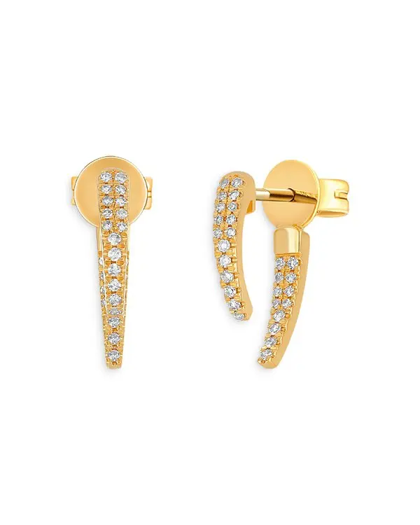 Ef Collection 14k Yellow Diamond Front Back Earrings - Gold