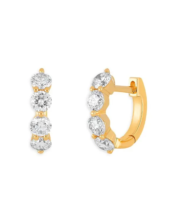 Ef Collection 14k Yellow Diamond Huggie Earrings - Gold