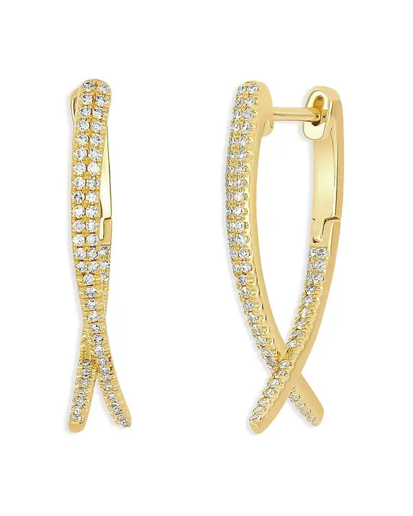 Ef Collection 14k Yellow Diamond Loop Hoop Earrings - Gold