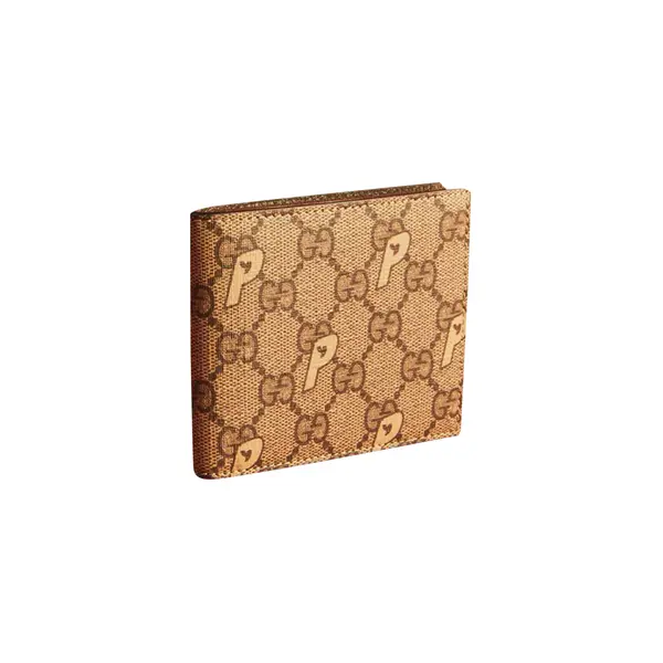 Gucci X Palace Gg-p Supreme Bi-fold Wallet 'beige - Tan