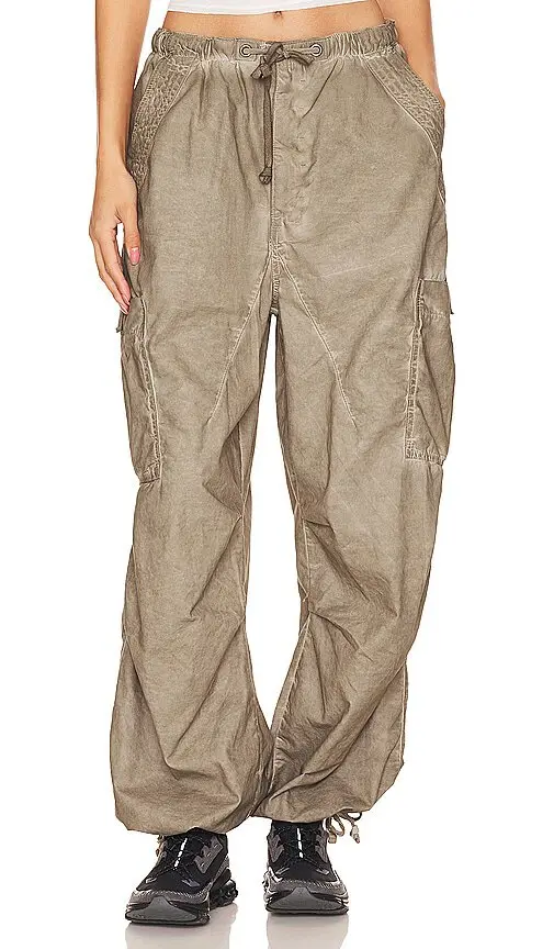 Jaded London Oil Wash Parachute Pants In Beige - 40% Off