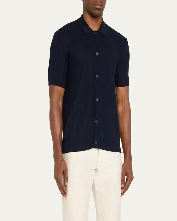 Orlebar Brown Tiernan Mercerized Pique Button-down Shirt