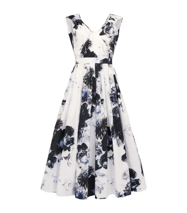 Alexander McQueen Chiaroscuro Print Midi Dress