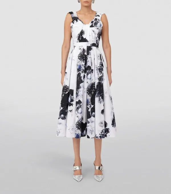 Alexander McQueen Chiaroscuro Print Midi Dress