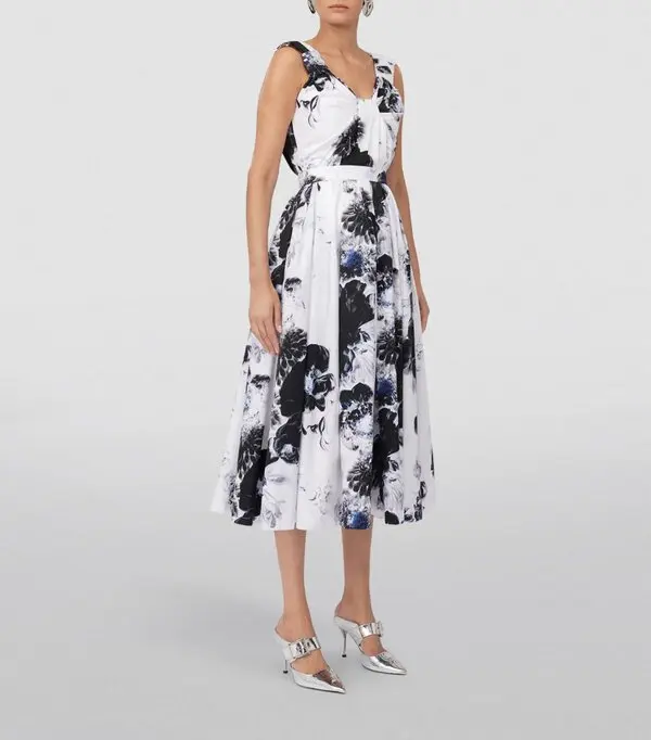 Alexander McQueen Chiaroscuro Print Midi Dress