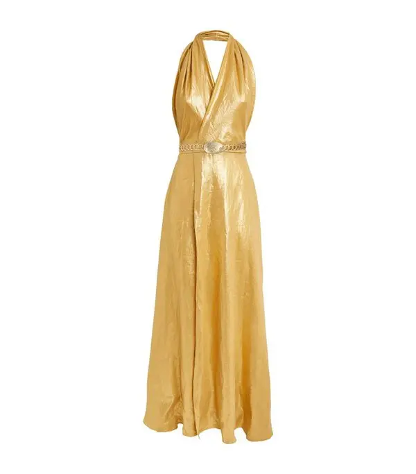 Zeus+Dione Metallic-Linen Helios Dress In Gold - 55% Off | Editorialist